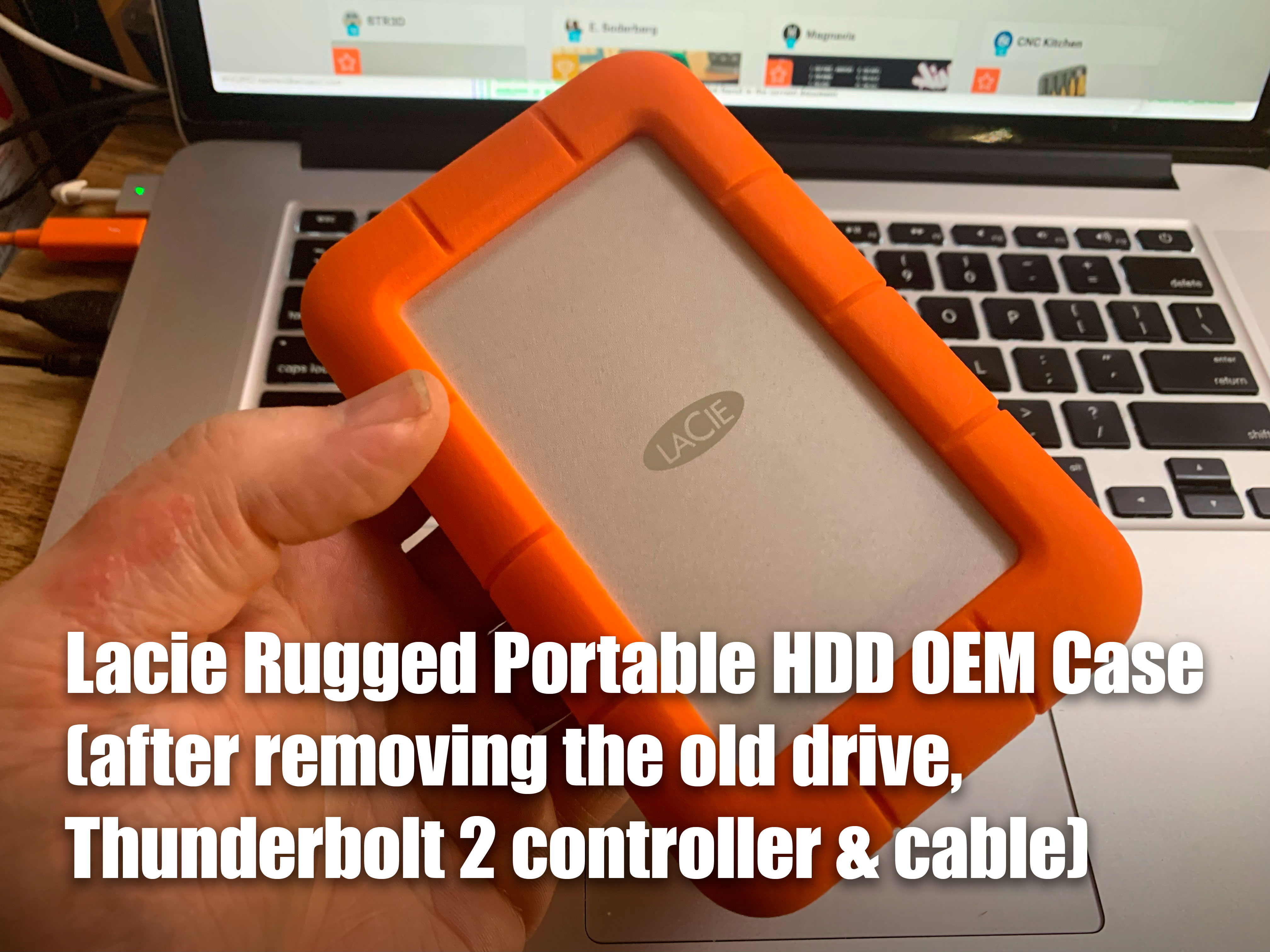 Larger HDD case for retrofitting LaCie Rugged Thunderbolt 2 interface ...