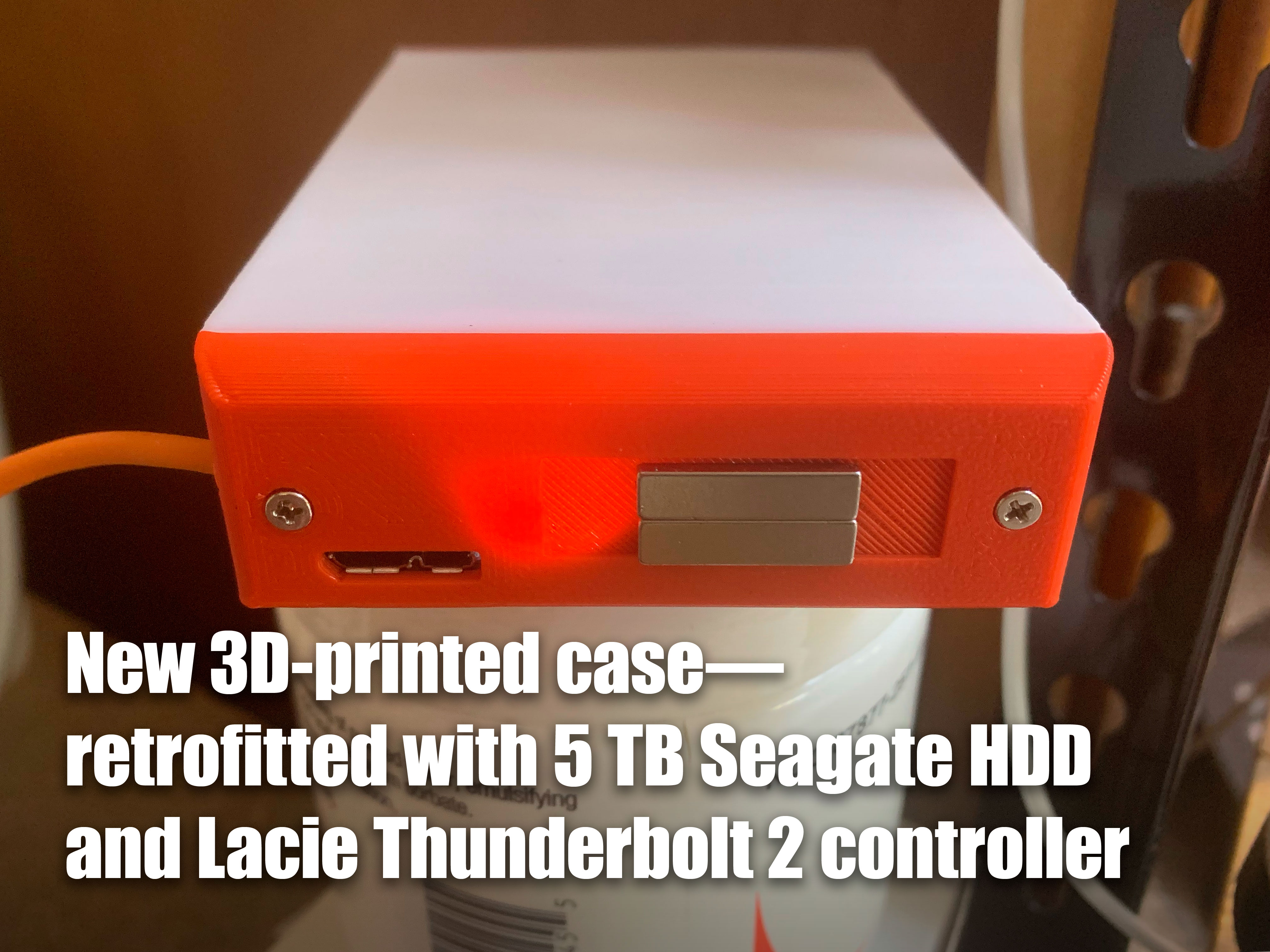 Larger HDD case for retrofitting LaCie Rugged Thunderbolt 2 interface ...