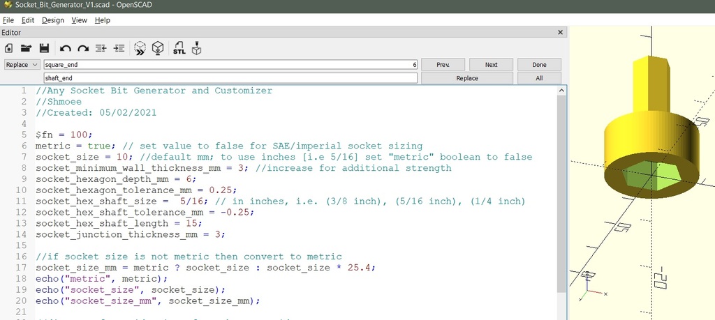 Any Size Socket Bit Generator by Shmoee | Download free STL model ...