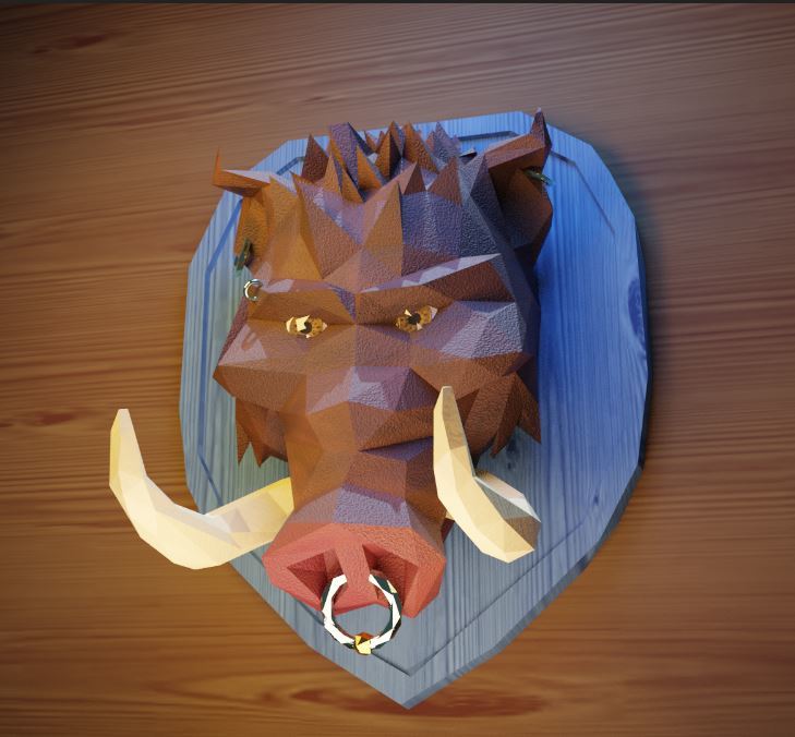 Low Poly Boar Head by Ax | Download free STL model | Printables.com