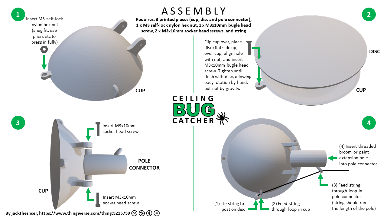 Ceiling Bug Catcher by mpmaker | Download free STL model | Printables.com