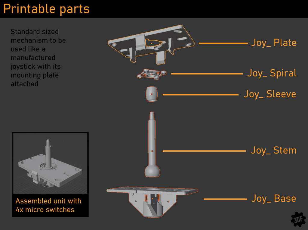 Arcade Joystick Mechanism - 3D printed - STL version by 3DFreeman ...