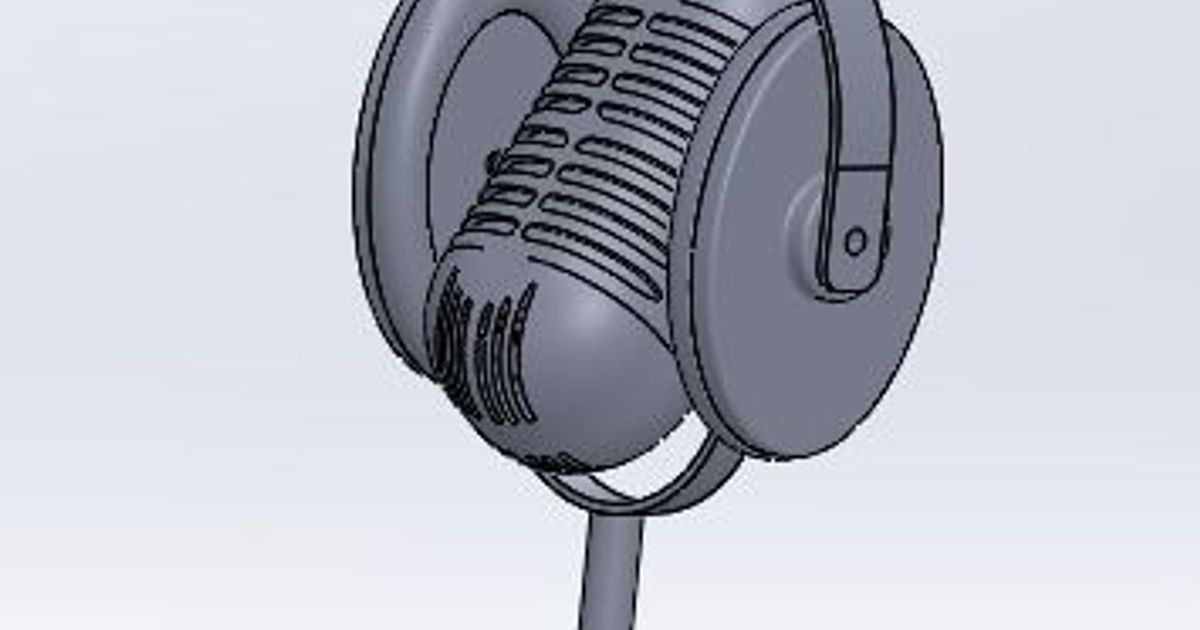 classic microphone and headphone by rubenzilzer | Download free STL ...