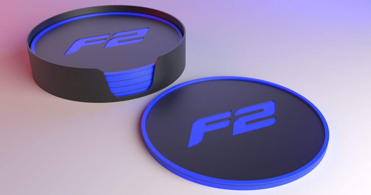 Formula 2 Coaster Set - F2 Logo by Vector3dArt | Download free STL ...