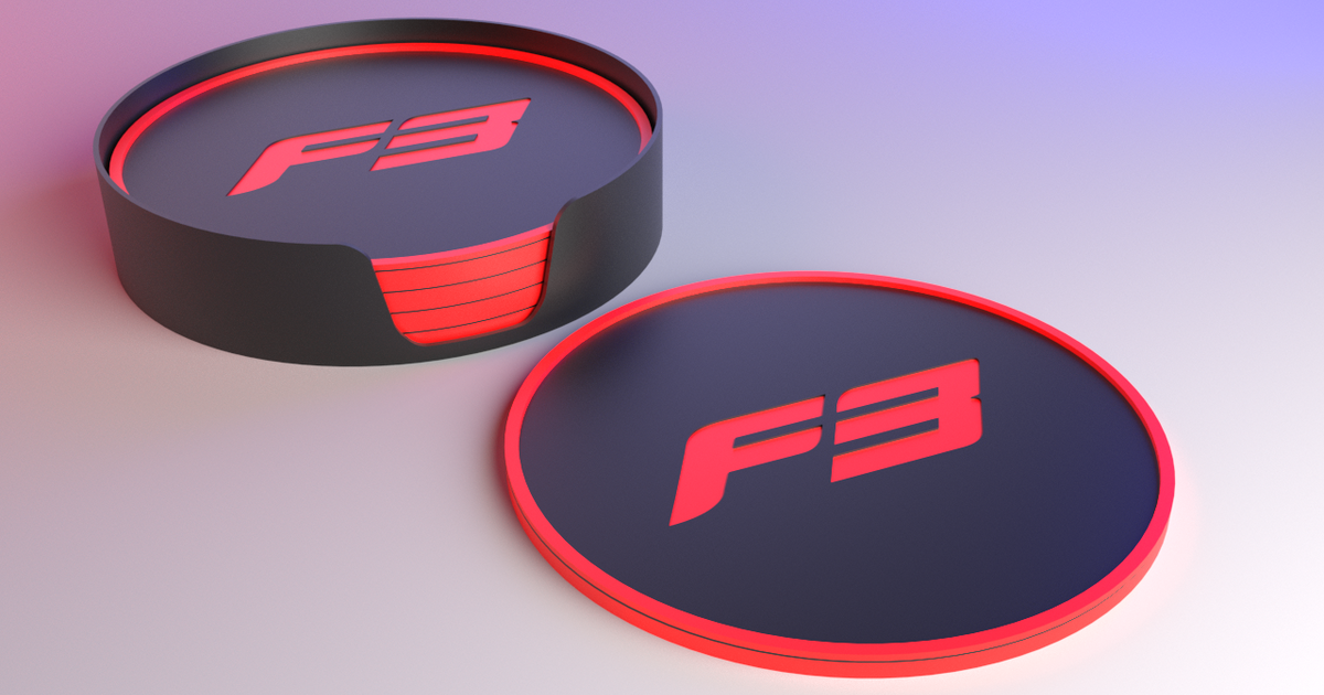 Formula 3 Coaster Set - F3 Logo by Vector3dArt | Download free STL ...