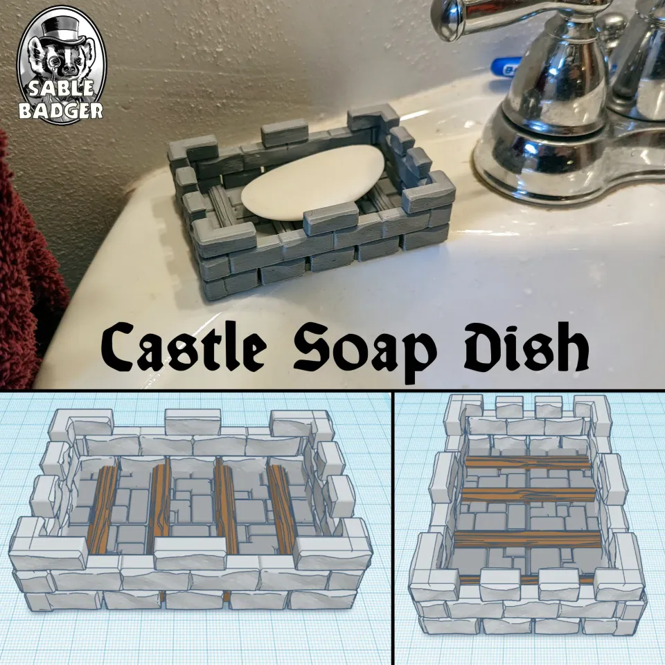 Tilestone Castle Soap Dish by Sablebadger 3D | Download free STL model ...