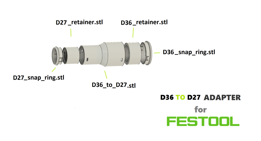 Festool D36 to D27 adapter by Droopas | Download free STL model ...