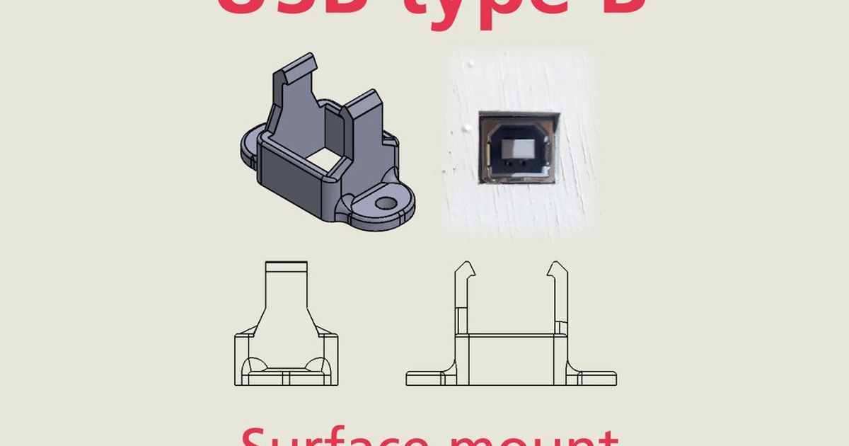 USB type B surface mount for Arduino by Droopas | Download free STL ...