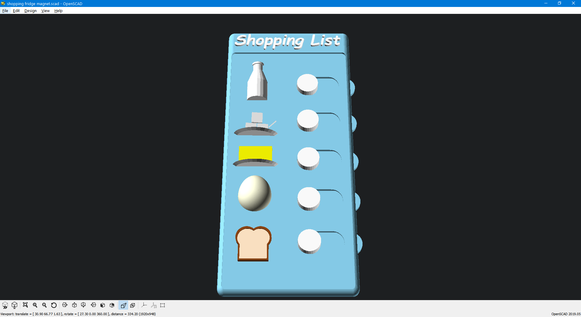 Shopping list fridge magnet (print in place) by Meganoodle | Download ...