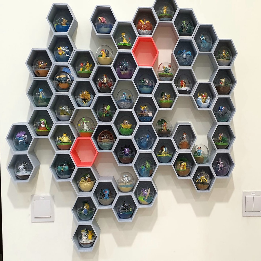 Modular hexagonal wall shelf for re-ment Pokemon Terrariums by ...