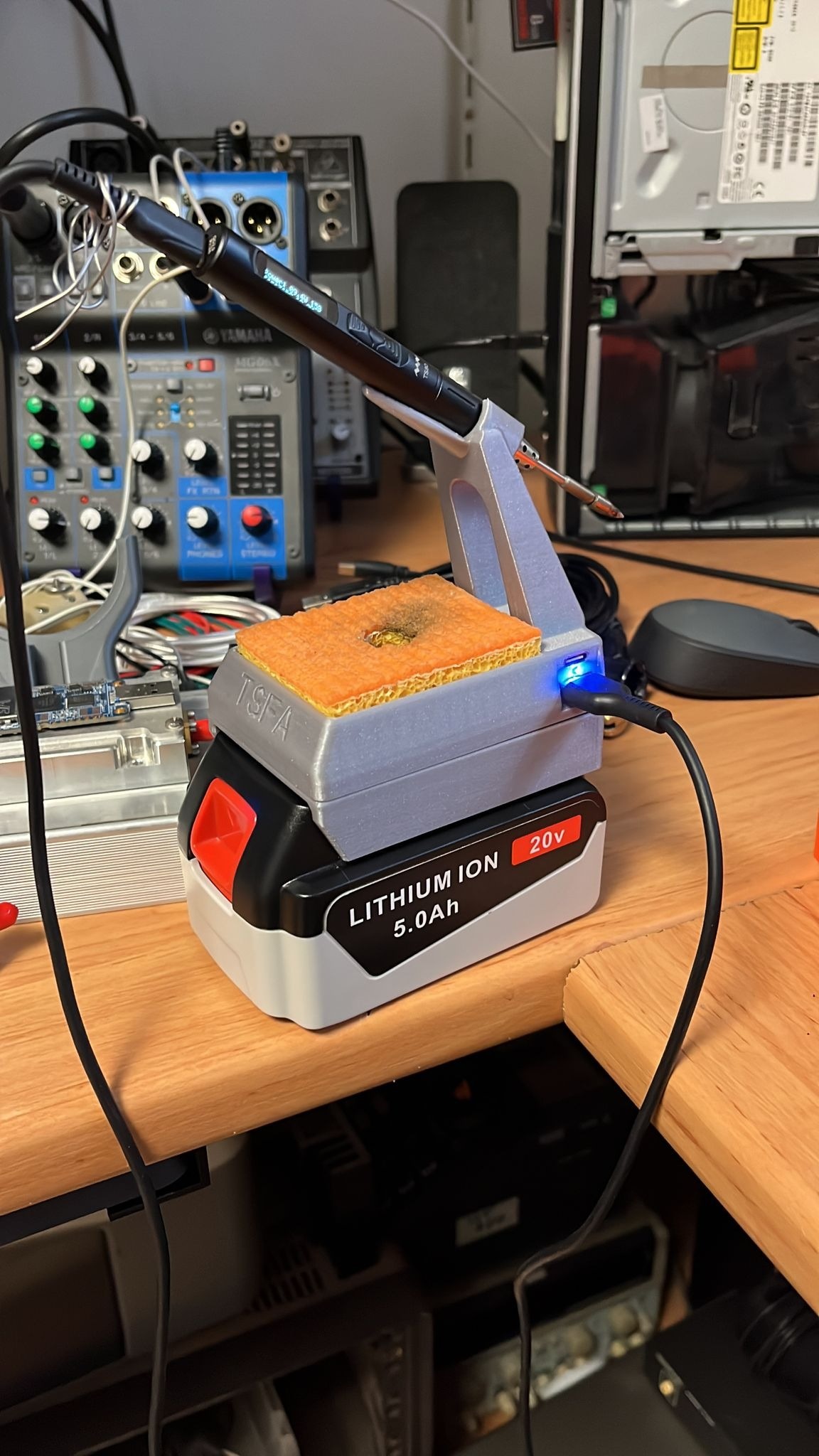 TS80 soldering iron stand on Black and Decker Li-ion battery by Wilfred ...