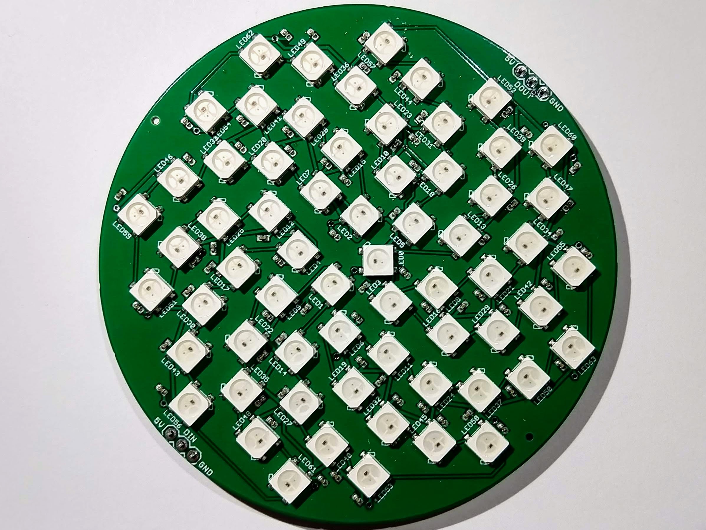 Fibonacci64 Case with Paper Diffuser - 86mm disc with 64 WS2812B RGB ...