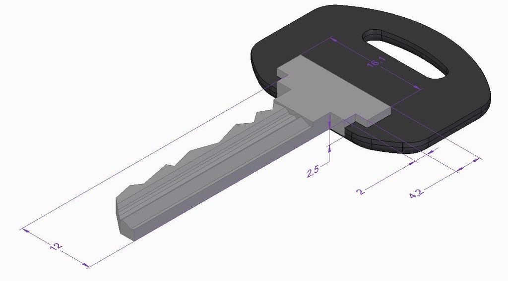 plastic replacement part for keys with 16x4x2,5mm shafts by distrubi ...