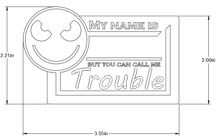 Trouble Name Tag by Puxi | Download free STL model | Printables.com