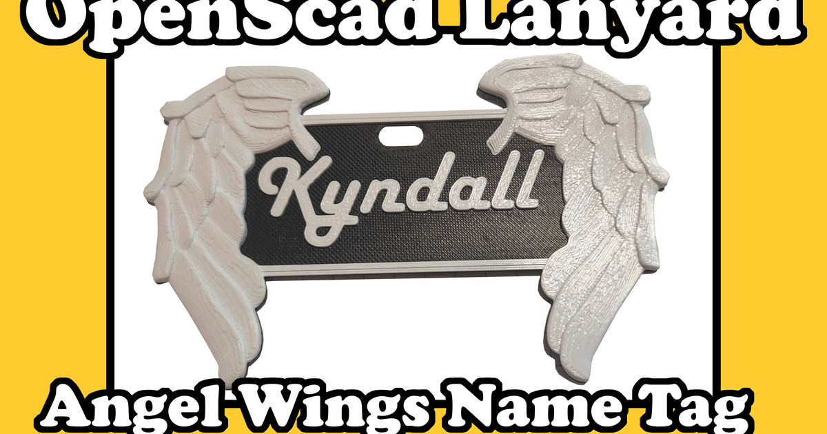 OpenScad Lanyard Angel Wings Name Tag by iqless | Download free STL ...