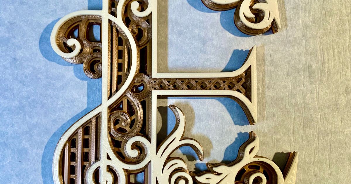 Ornate letter E Monogram by Art G | Download free STL model ...