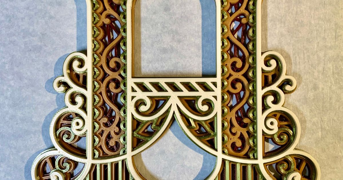 Ornate Letter H Monogram by Art G | Download free STL model ...