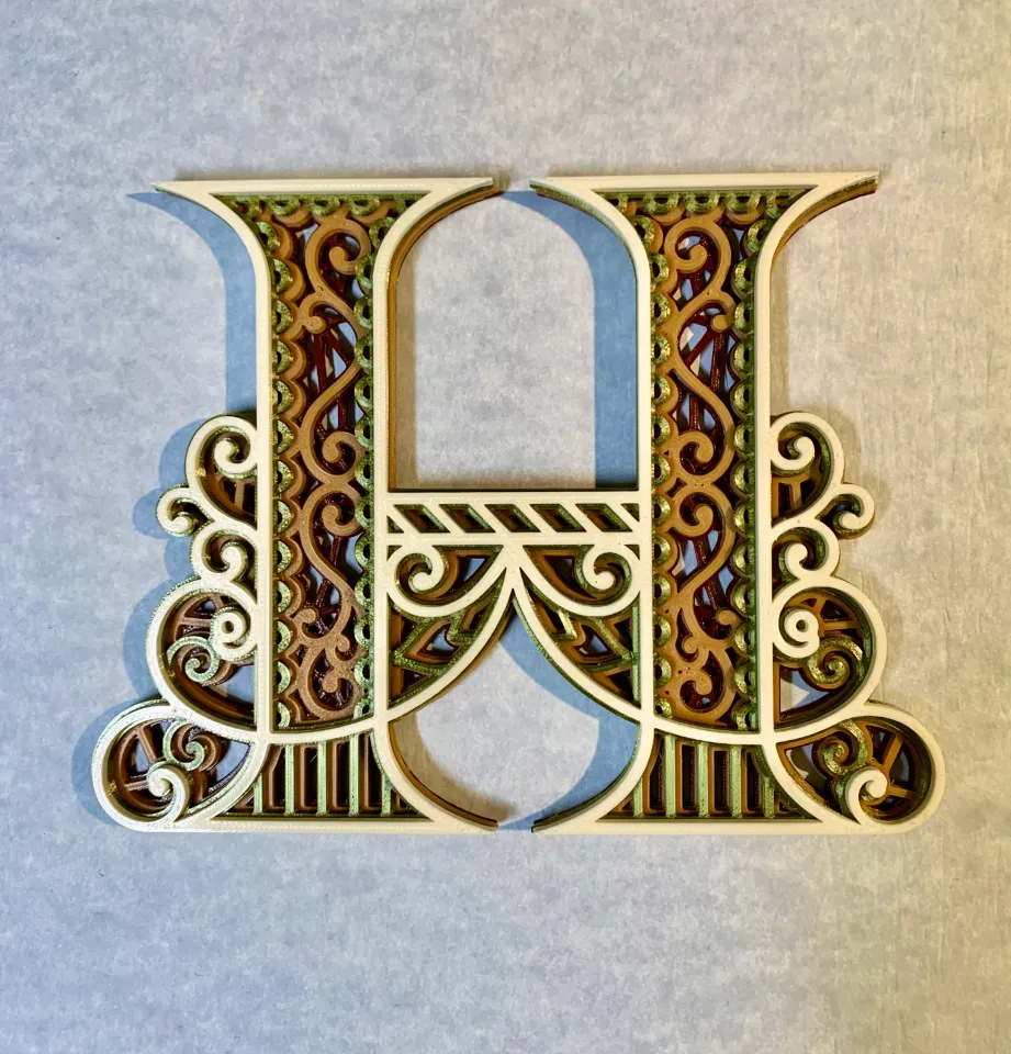 Ornate Letter H Monogram by Art G | Download free STL model ...