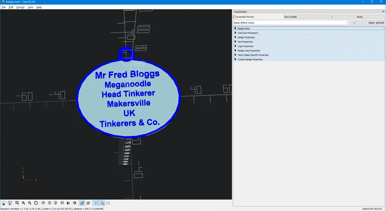 Badgify parametric badge constructor (Openscad) by Meganoodle ...