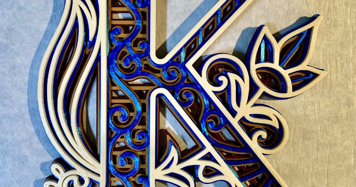 Ornate Letter K Monogram by Art G | Download free STL model ...