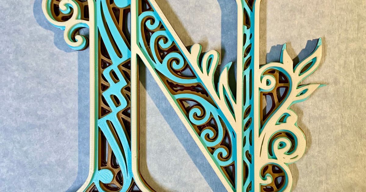 Ornate Letter N Monogram by Art G | Download free STL model ...