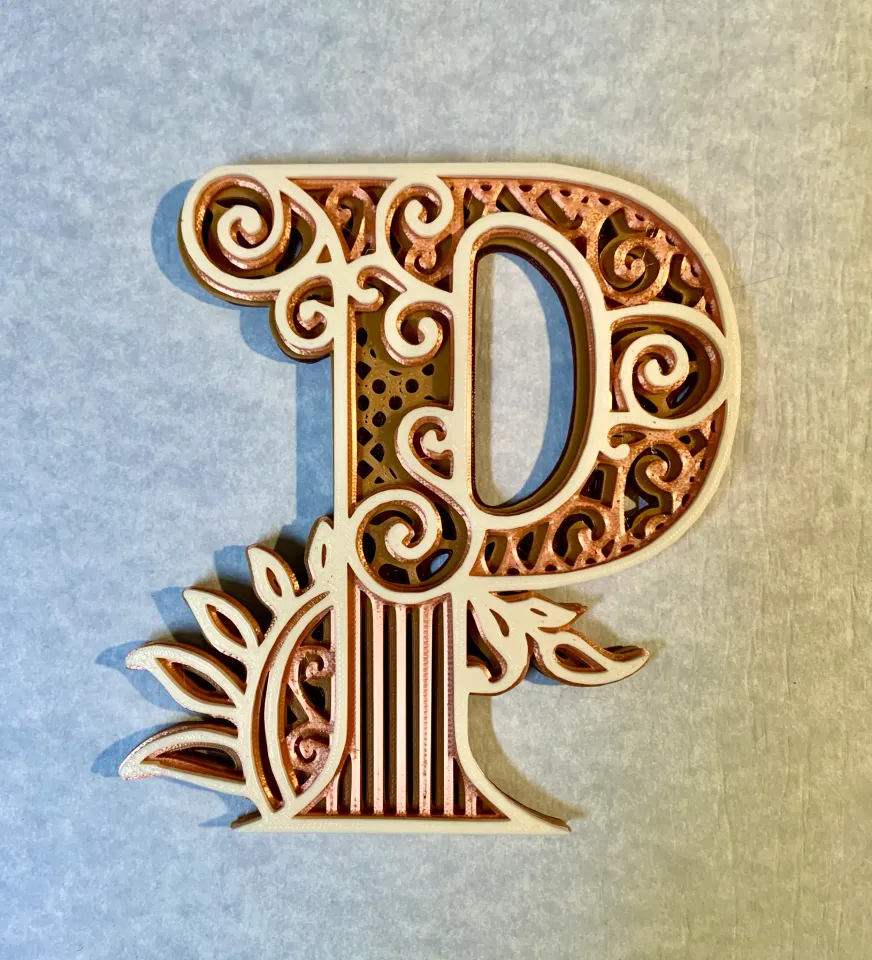Ornate Letter P Monogram by Art G | Download free STL model ...