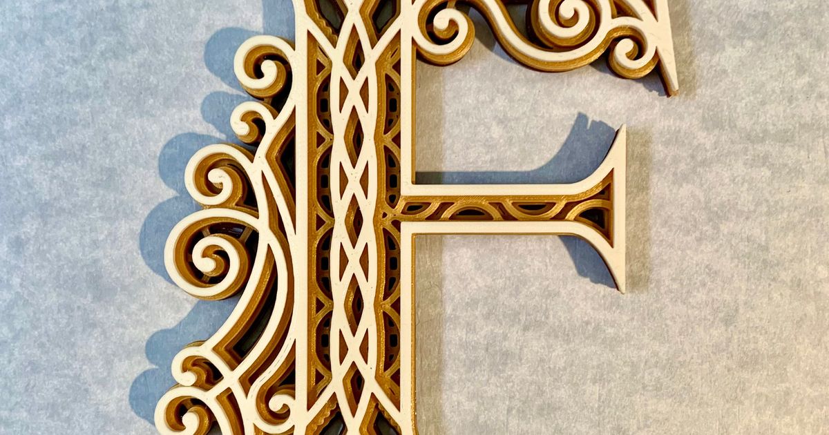 Ornate Letter F Monogram by Art G | Download free STL model ...