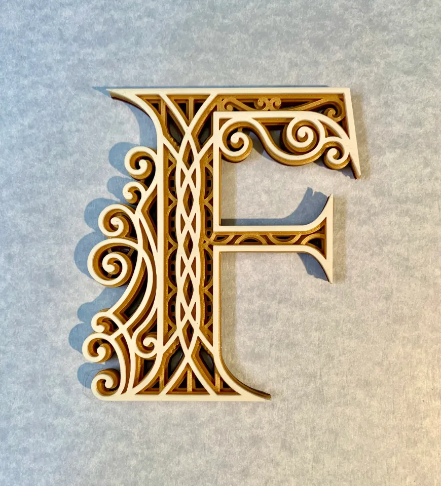 Ornate Letter F Monogram by Art G | Download free STL model ...
