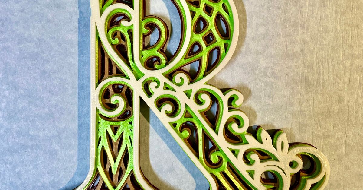 Ornate Letter R Monogram by Art G | Download free STL model ...
