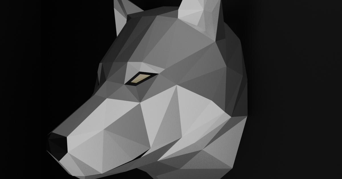 Low-Poly Grey Wolf Head von Shadowcraft Designs | Kostenloses STL ...