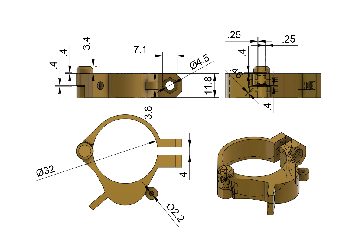 Bafang 500C-H 32mm 22mm round stem mount by Oxmstr | Download free STL ...