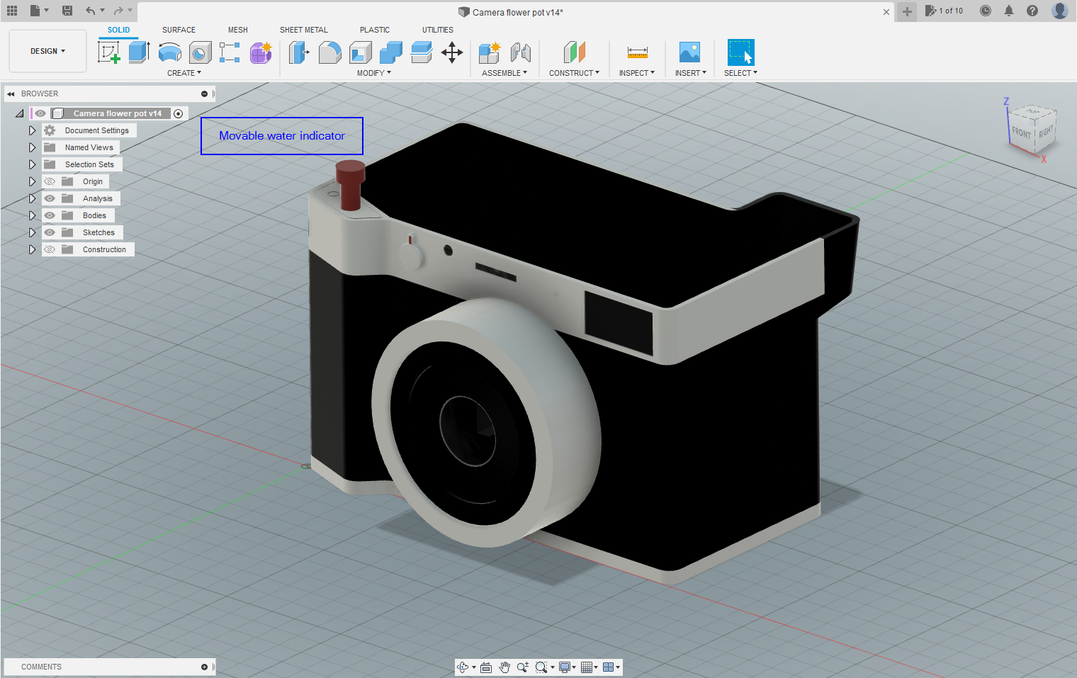 Camera flower pot with water indicator by Danijel | Download free STL ...