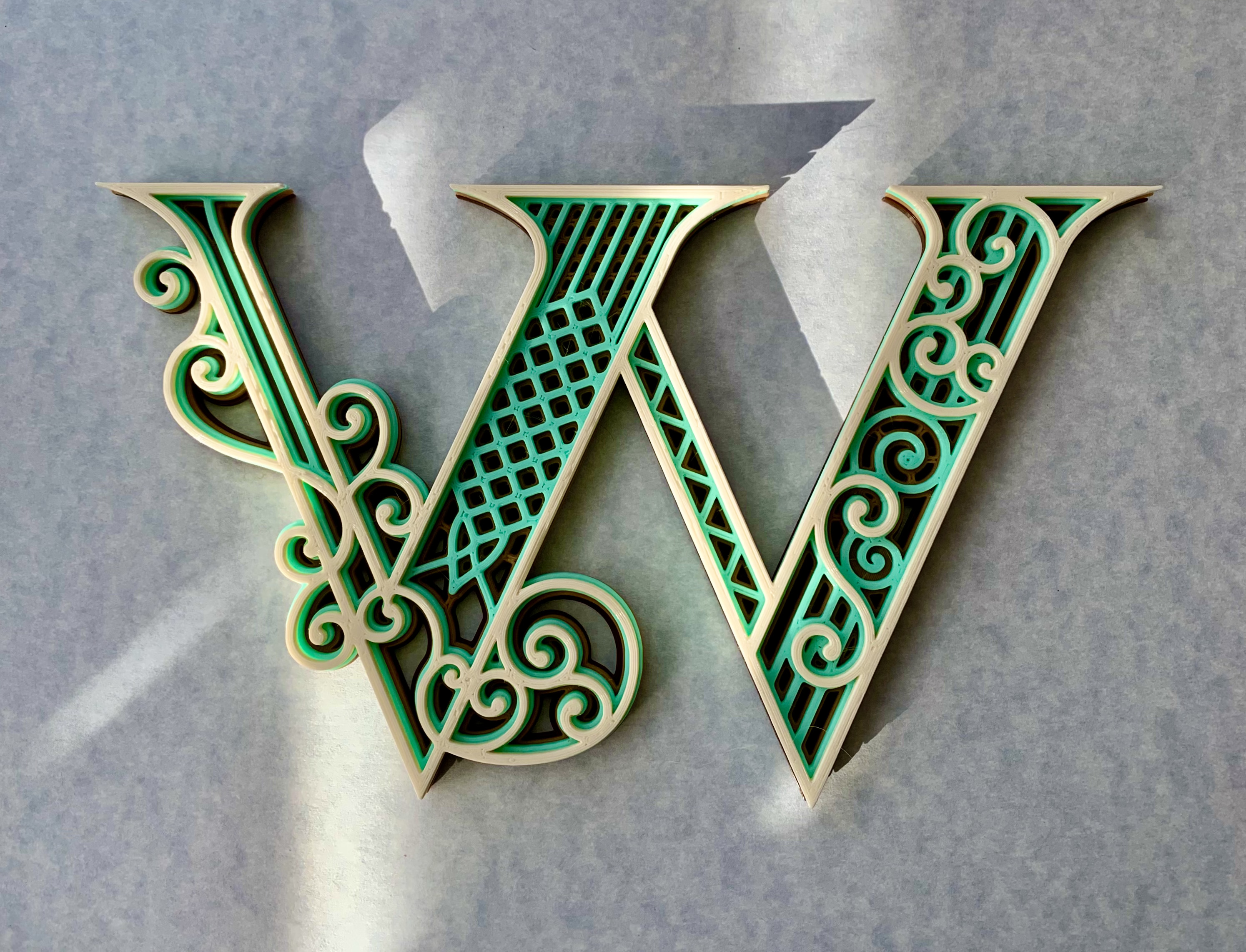 Ornate Letter W Monogram by Art G | Download free STL model ...
