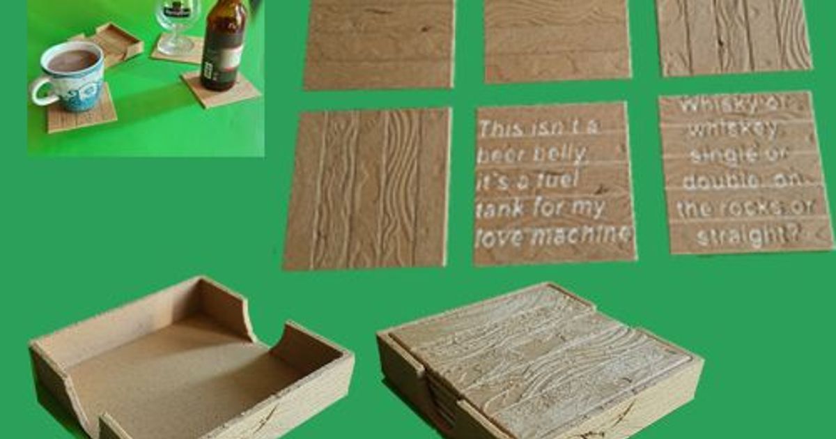 Wooden coasters with text or without text and storage container by ...