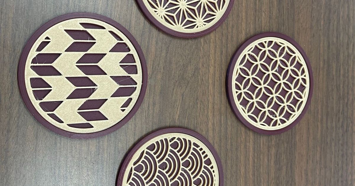 coaster with traditional design in wood filament by Hana | Download ...