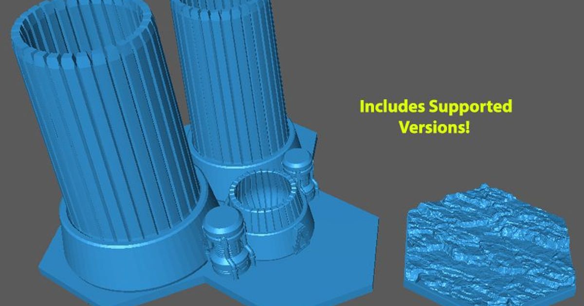 Battletech Buildings and Bases - Cooling Tower & Rock Cliff Base by np ...
