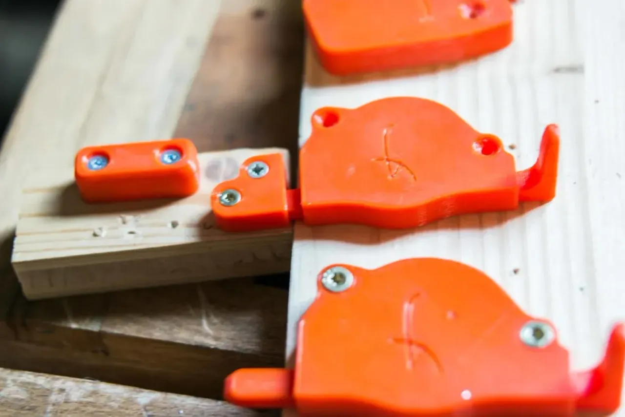 Spring latch sliding door bolt lock: rubber band, metal spring, 3D ...