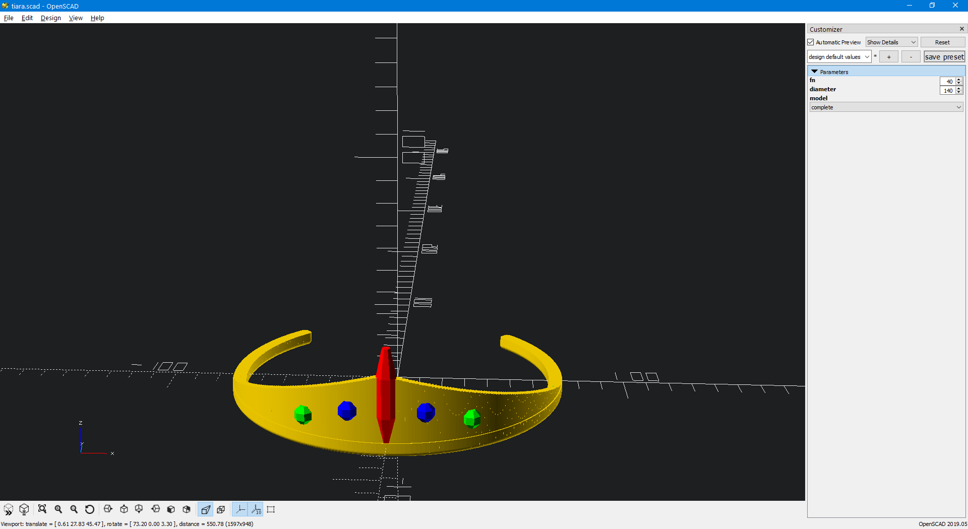 Tiara with parametric openscad Included by Meganoodle | Download free ...