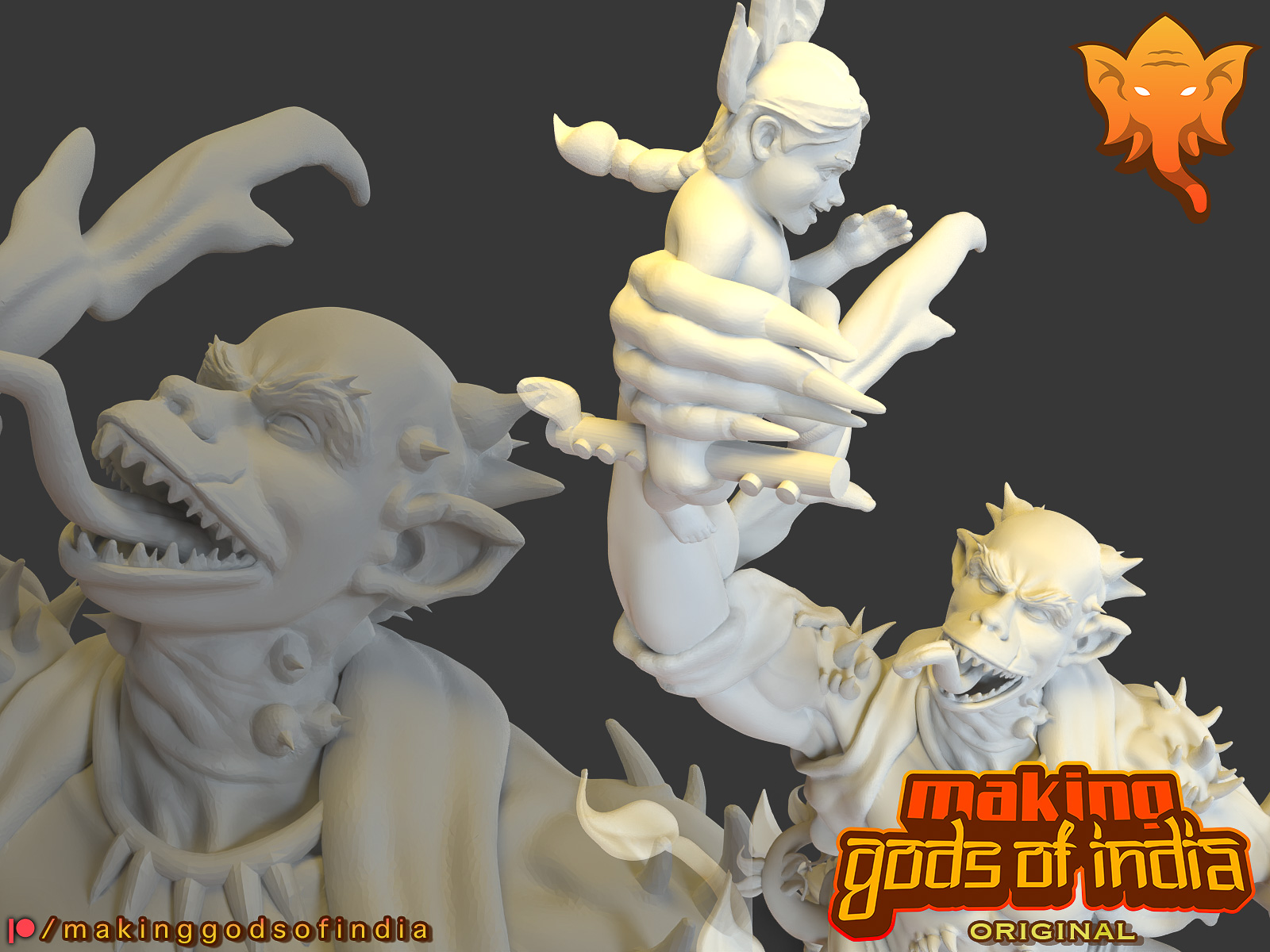Baby Krishna & Trinavarta The Tornado Demon by Vedic Futura | Download ...