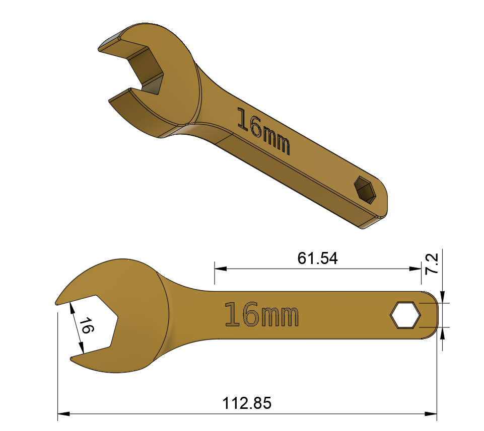 16mm wrench spanner by Oxmstr | Download free STL model | Printables.com