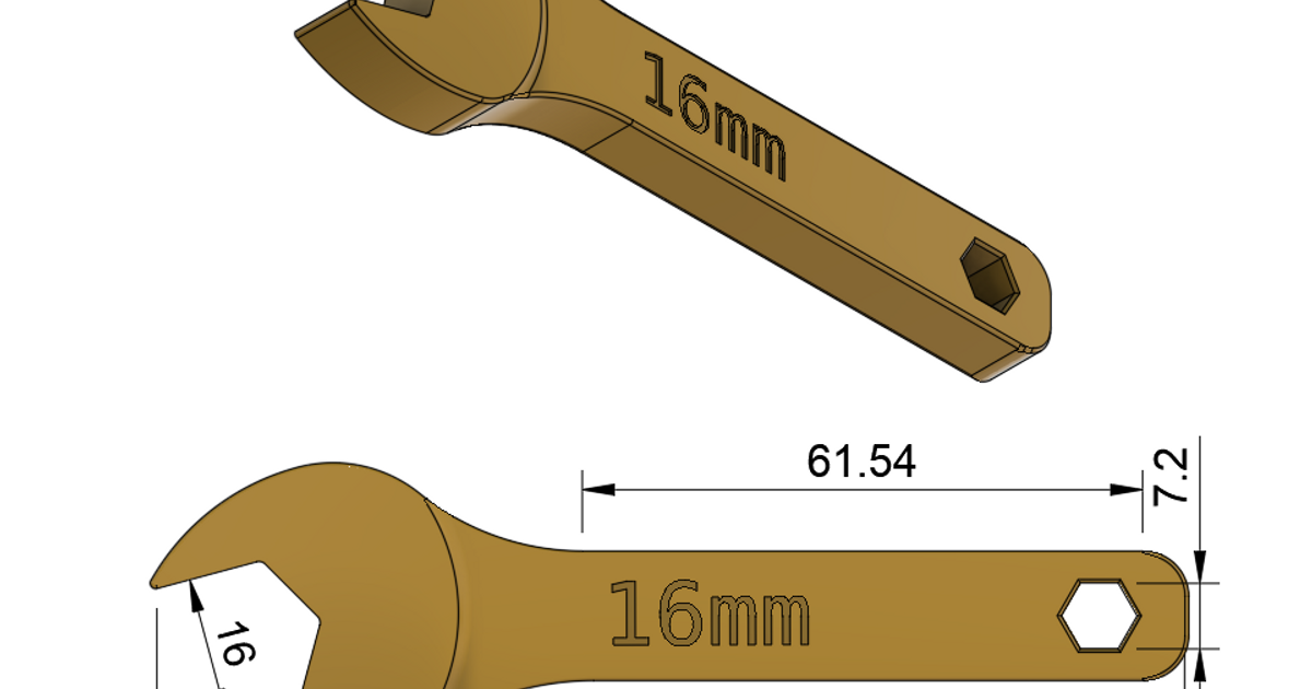16mm wrench spanner by Oxmstr | Download free STL model | Printables.com