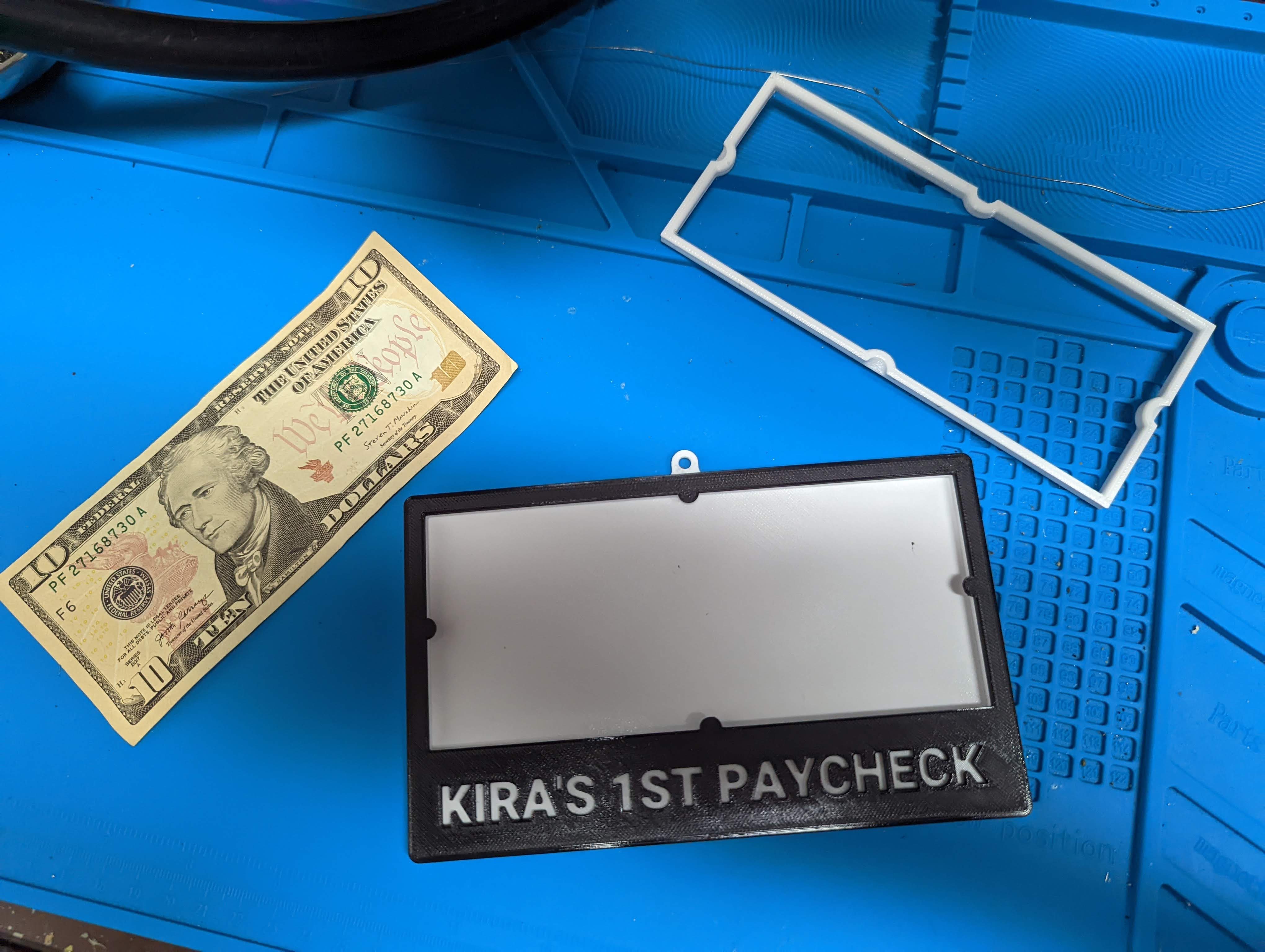 Money USD Dollar First Paycheck Check Holder Mount by Brian Flores ...