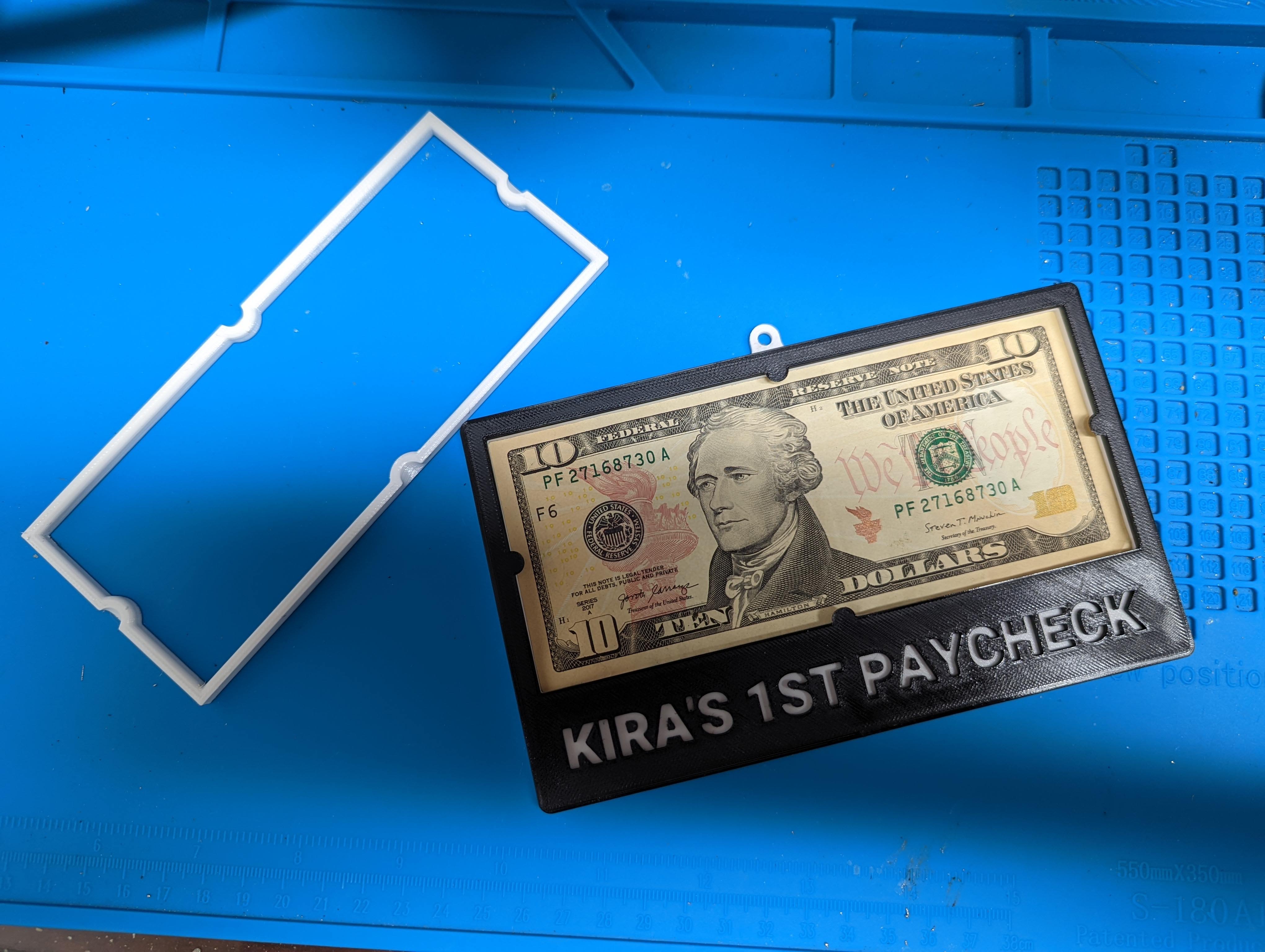 Money USD Dollar First Paycheck Check Holder Mount by Brian Flores ...