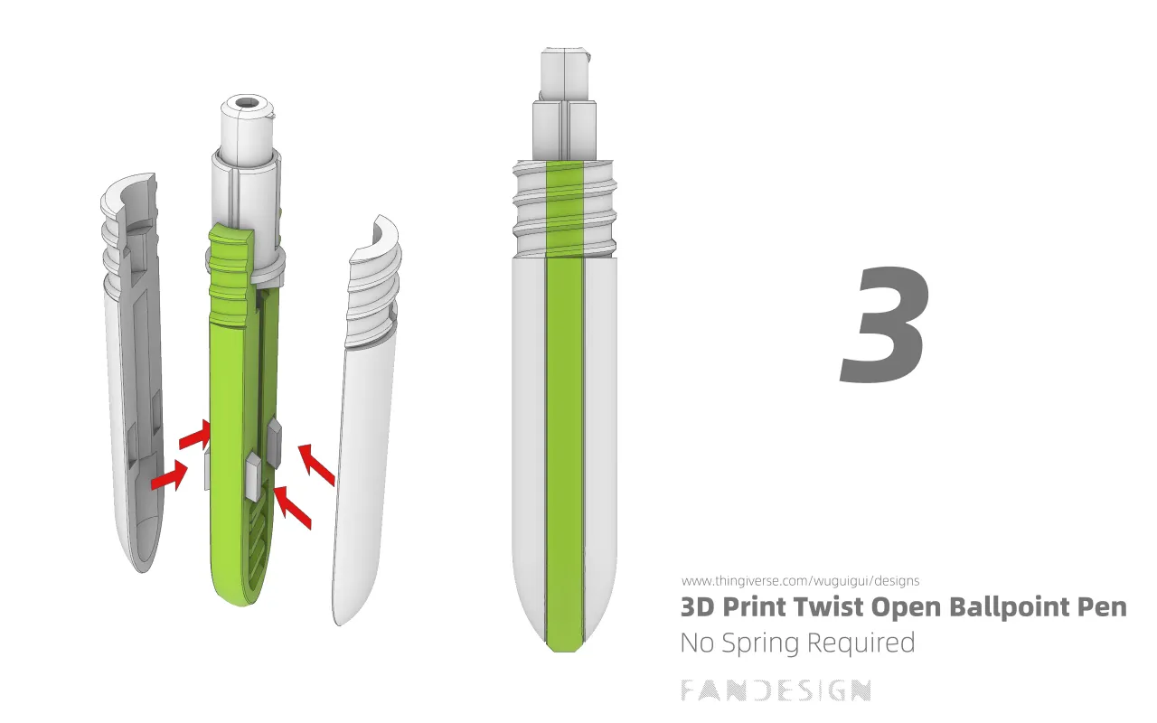 Twist Open Ballpoint Pen - Without spring by wuguigui | Download free ...