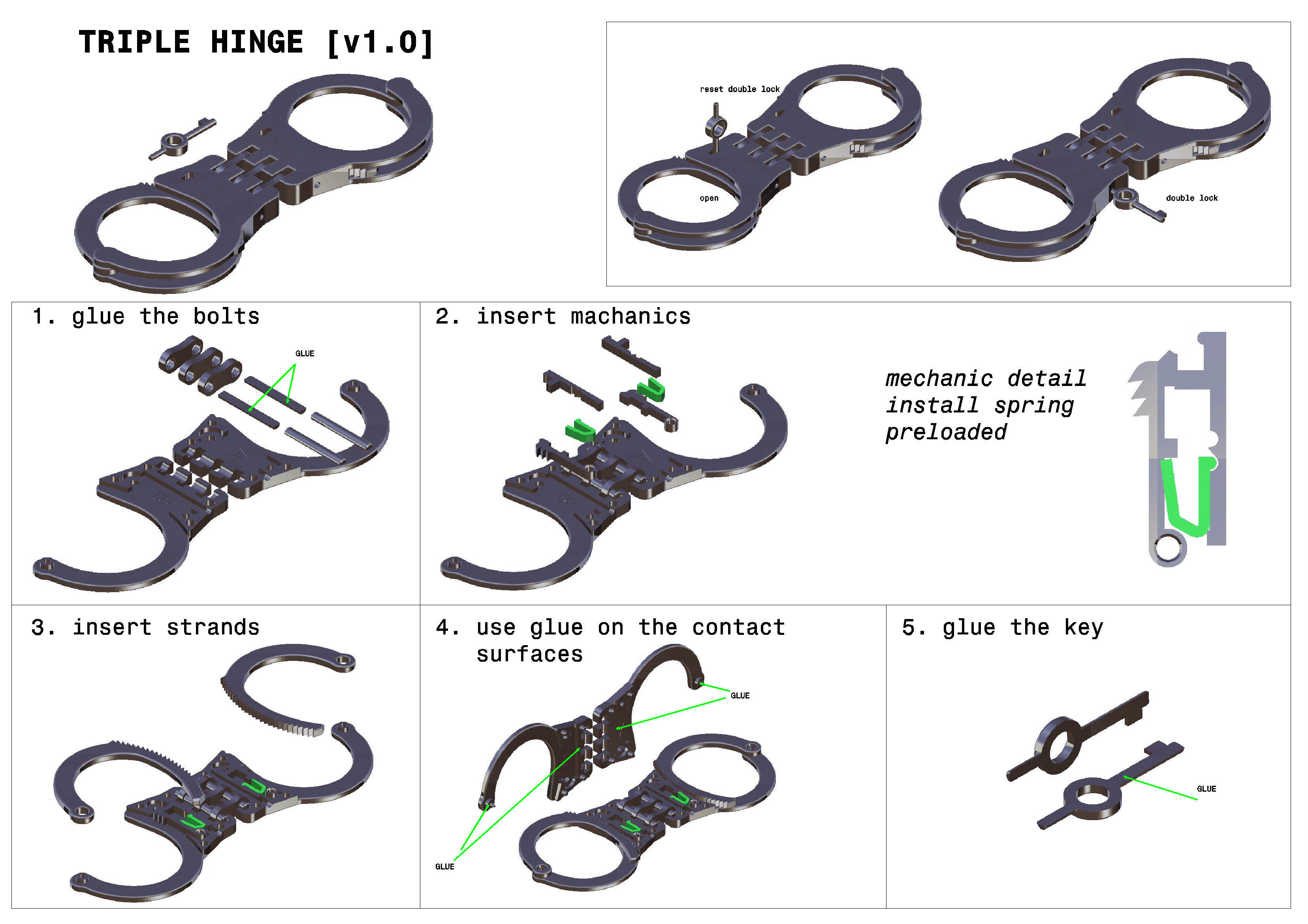 Triple hinge handcuffs by printcuffs | Download free STL model ...
