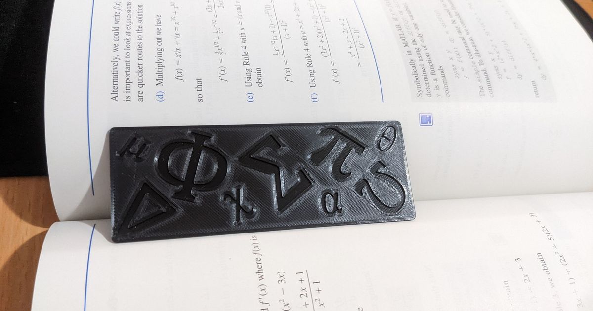 Remixed Mathematics Bookmark by Sebastien Beoutis | Download free STL ...