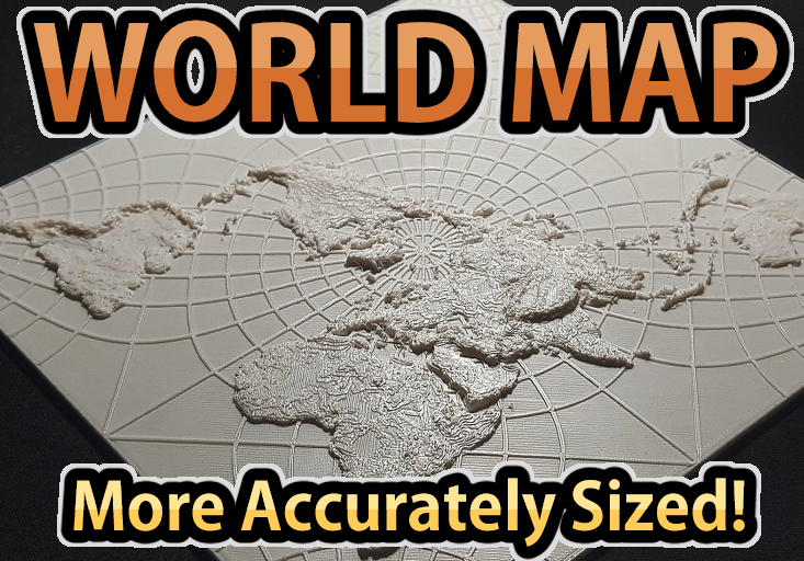 Less Distorted 3D World Map by Favmir | Download free STL model ...