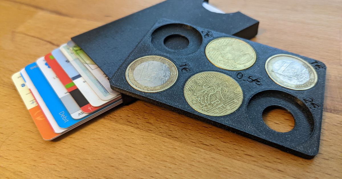 Squeeze Wallet V1 + Coin Adapter (Check out V2 before printing this one ...