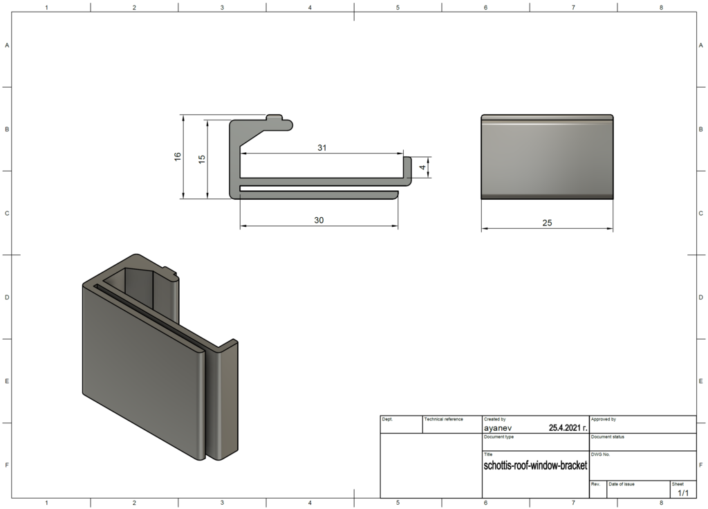 VELUX Window Bracket for IKEA Schottis Blinds by ayanev | Download free ...