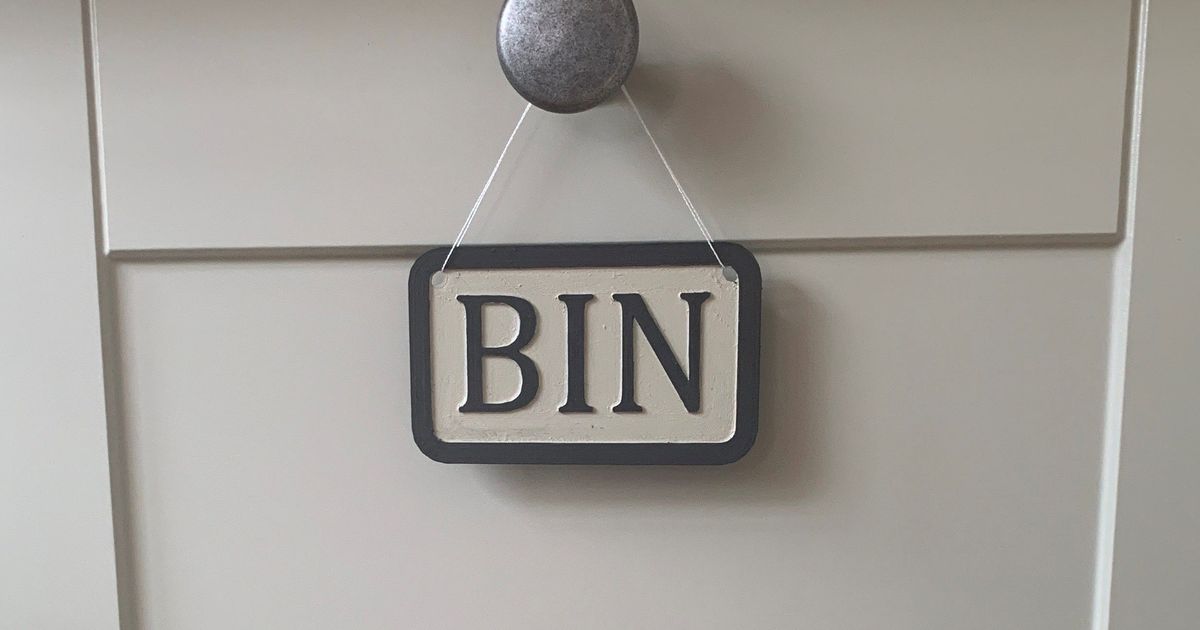 Hangable Bin Sign by ZFT | Download free STL model | Printables.com